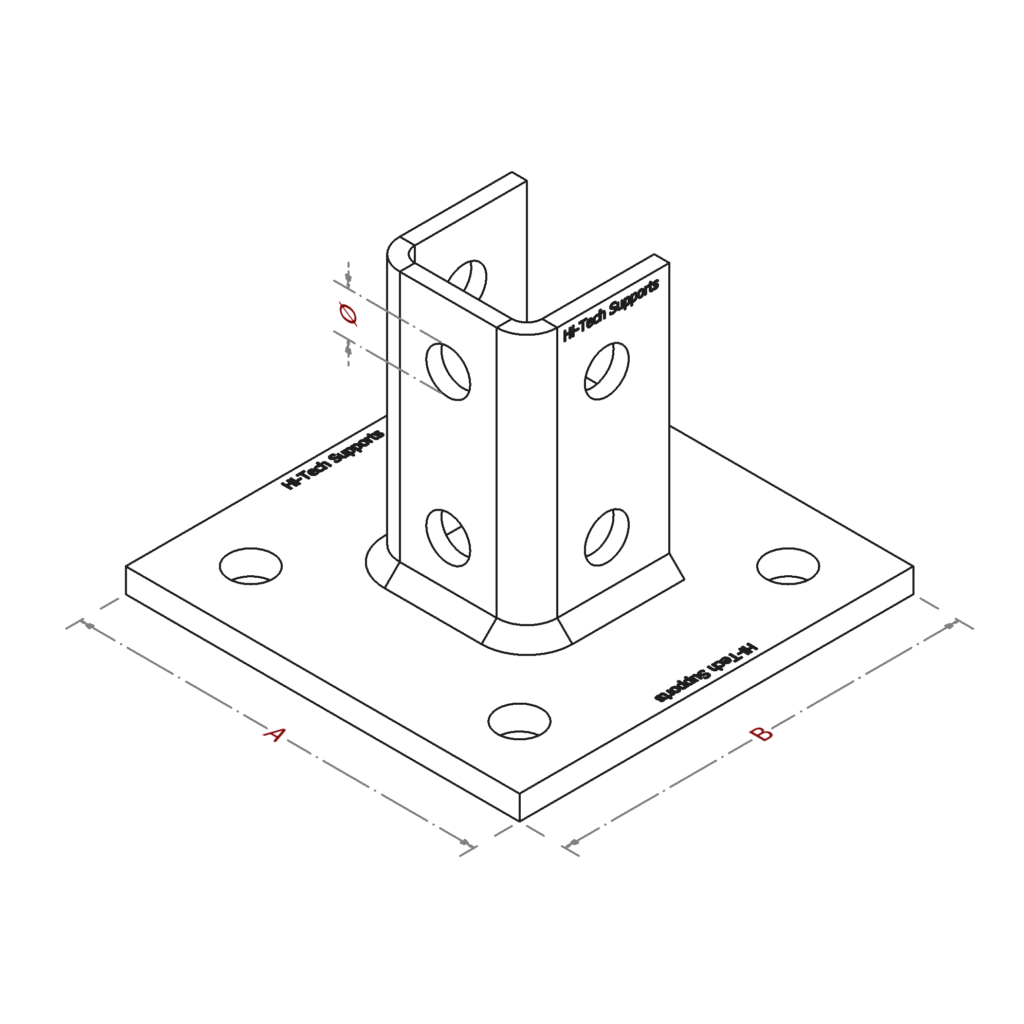 041 Channel Saddle With 4 Hole Base Plate - HI TECH Supports