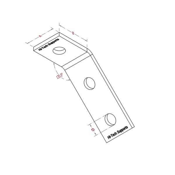 135 Degree 3 Hole Angle Bracket - HI TECH Supports